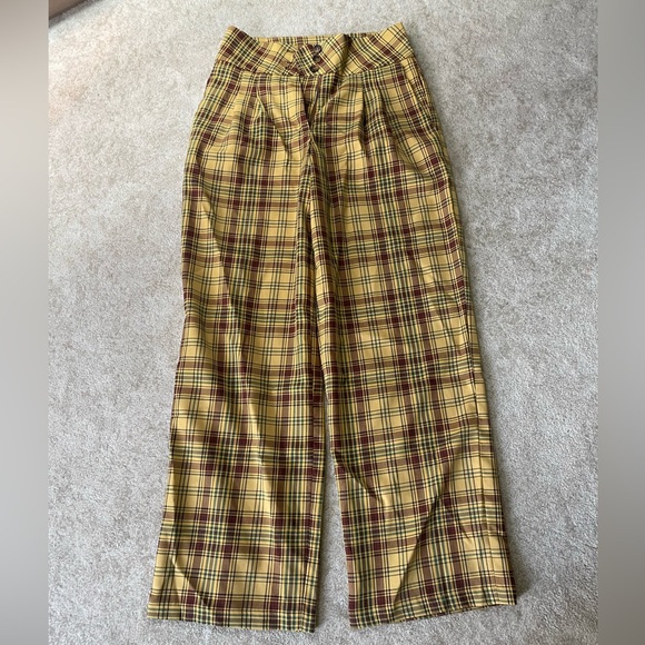 Anthropologie | Pants & Jumpsuits | Anthro Yellow Checkered Pants ...
